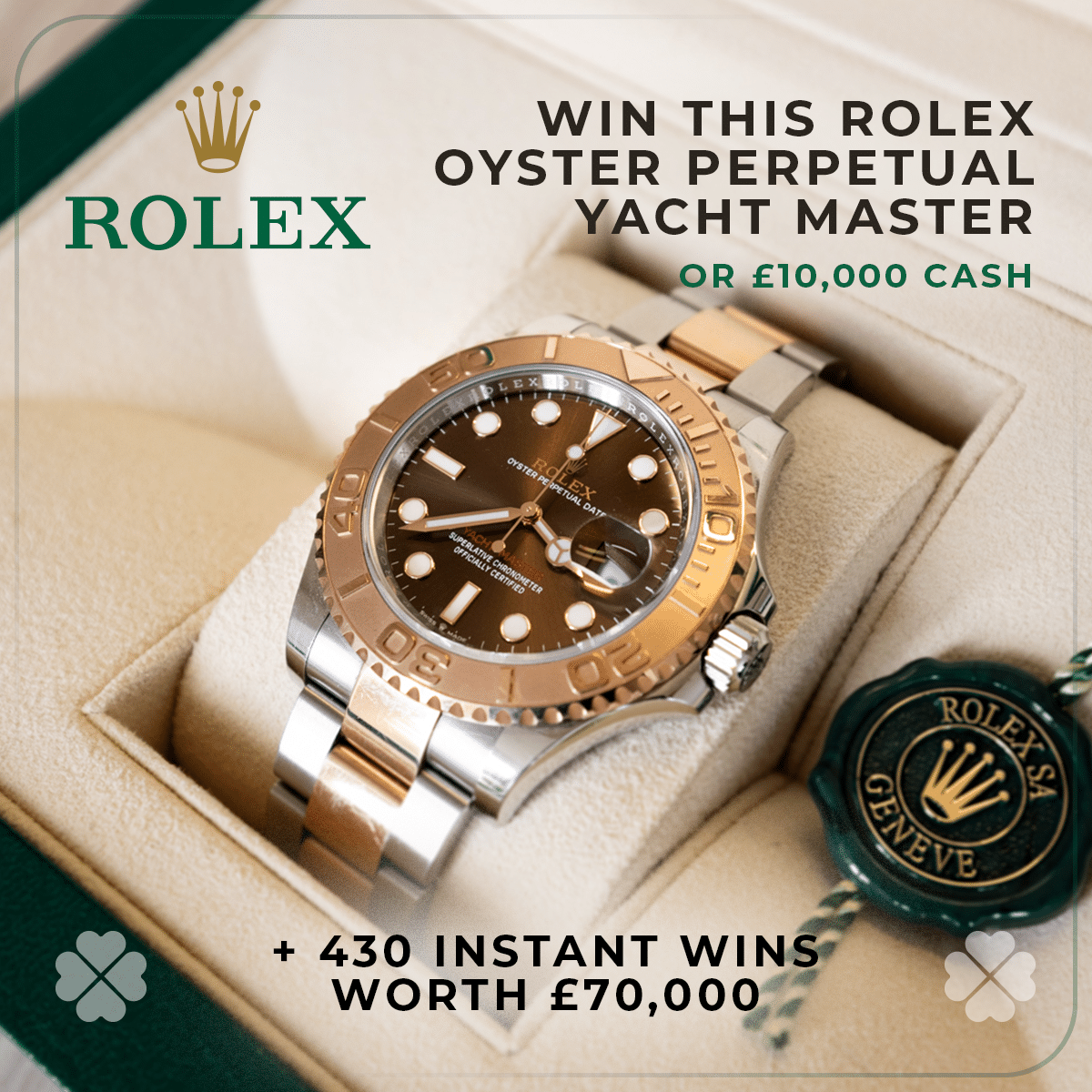 Rolex Yacht Master Or £10,000 Cash + £70,000 In Instant Wins – Clover ...