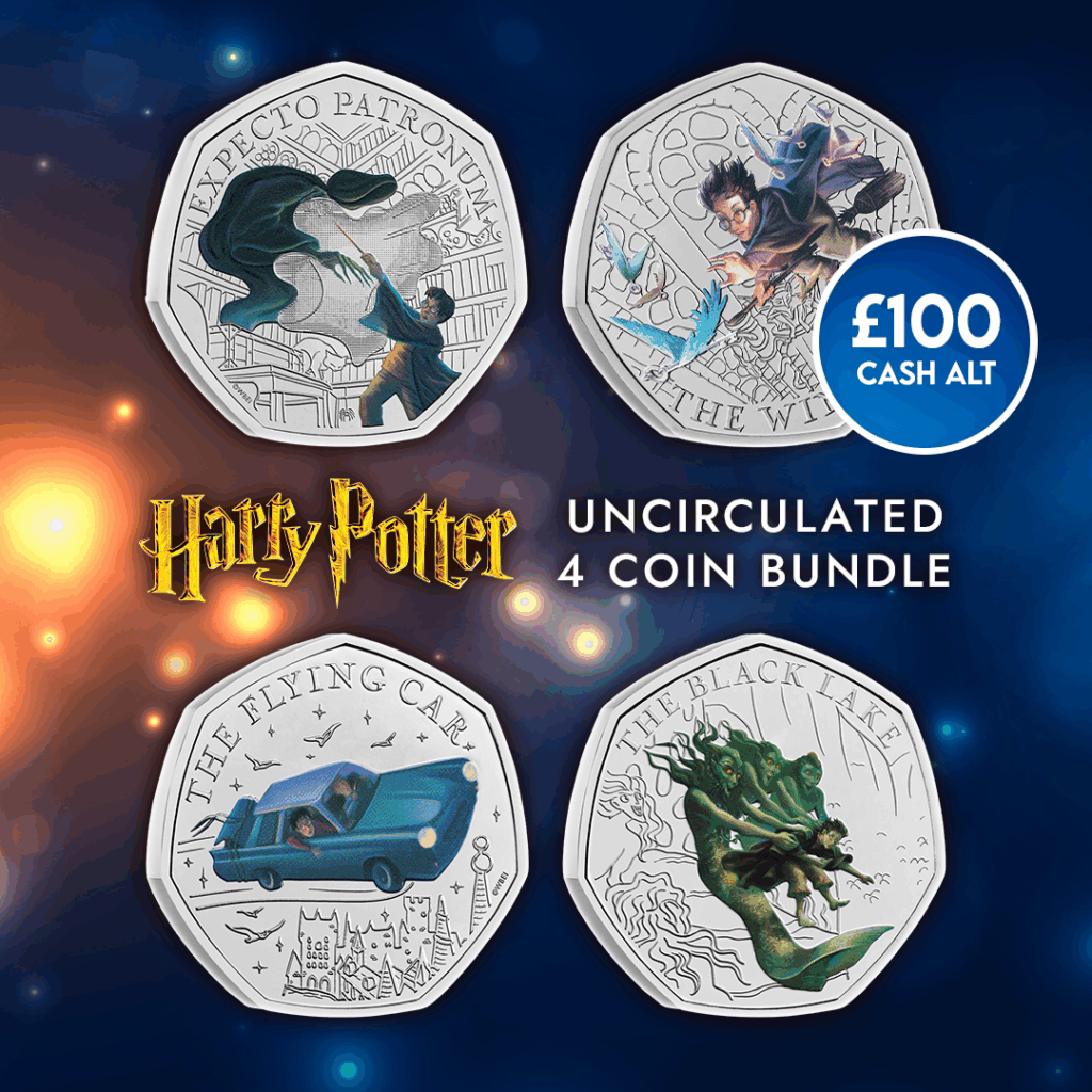 Harry Potter UK Brilliant Uncirculated 4 Coin Colour Bundle Or £100 ...